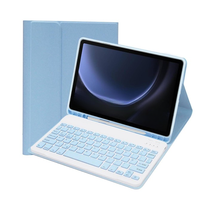 Wireless Bluetooth Keyboard and S Pen Holder Compatible for S9-Sky Blue ...