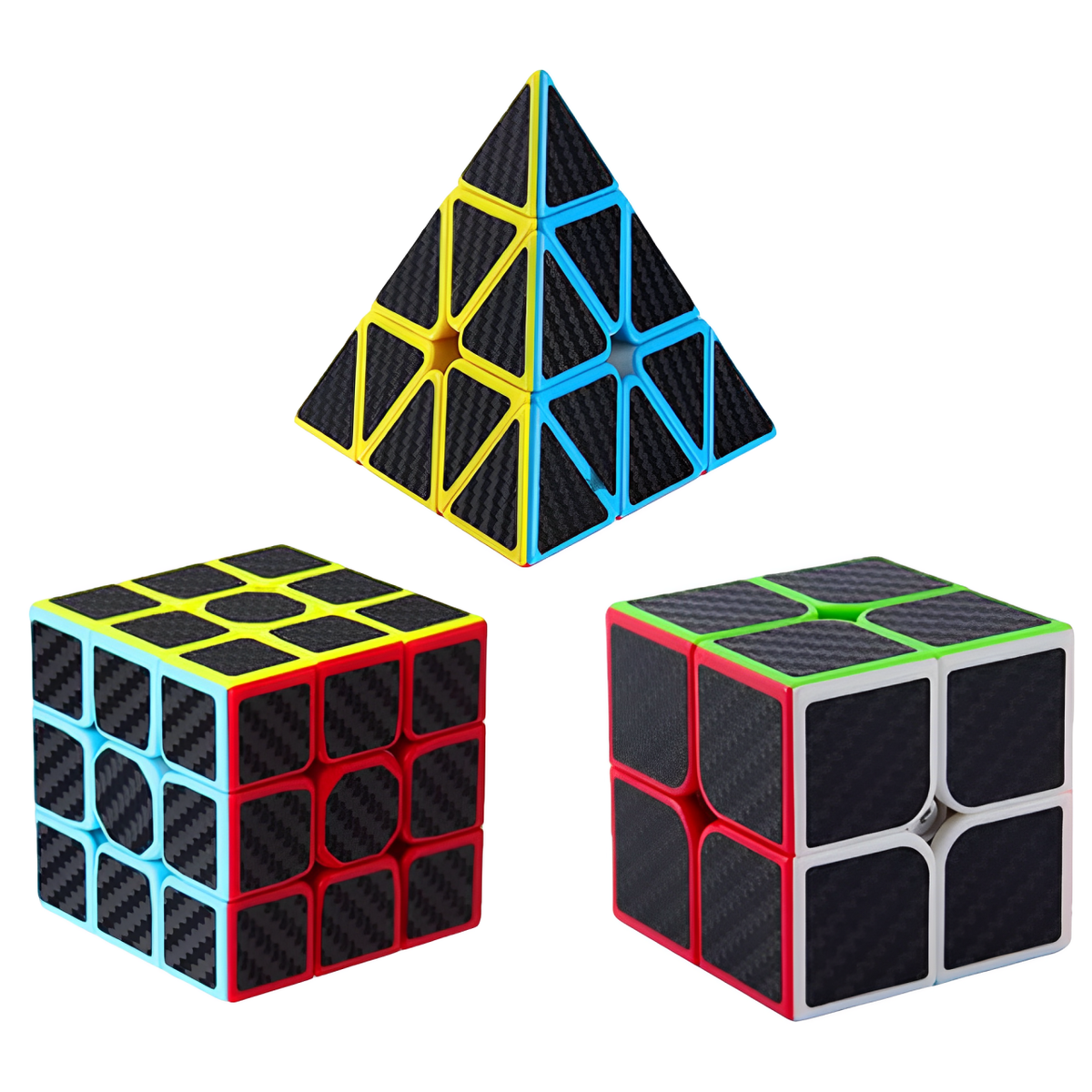 Magnetic Speed Cube Set of 2x2 3x3 Pyramid Carbon Fiber for Competition ...