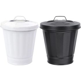 2 Pieces Mini Galvanized Metal Wastebaskets Desktop Trash Cans Tabletop ...