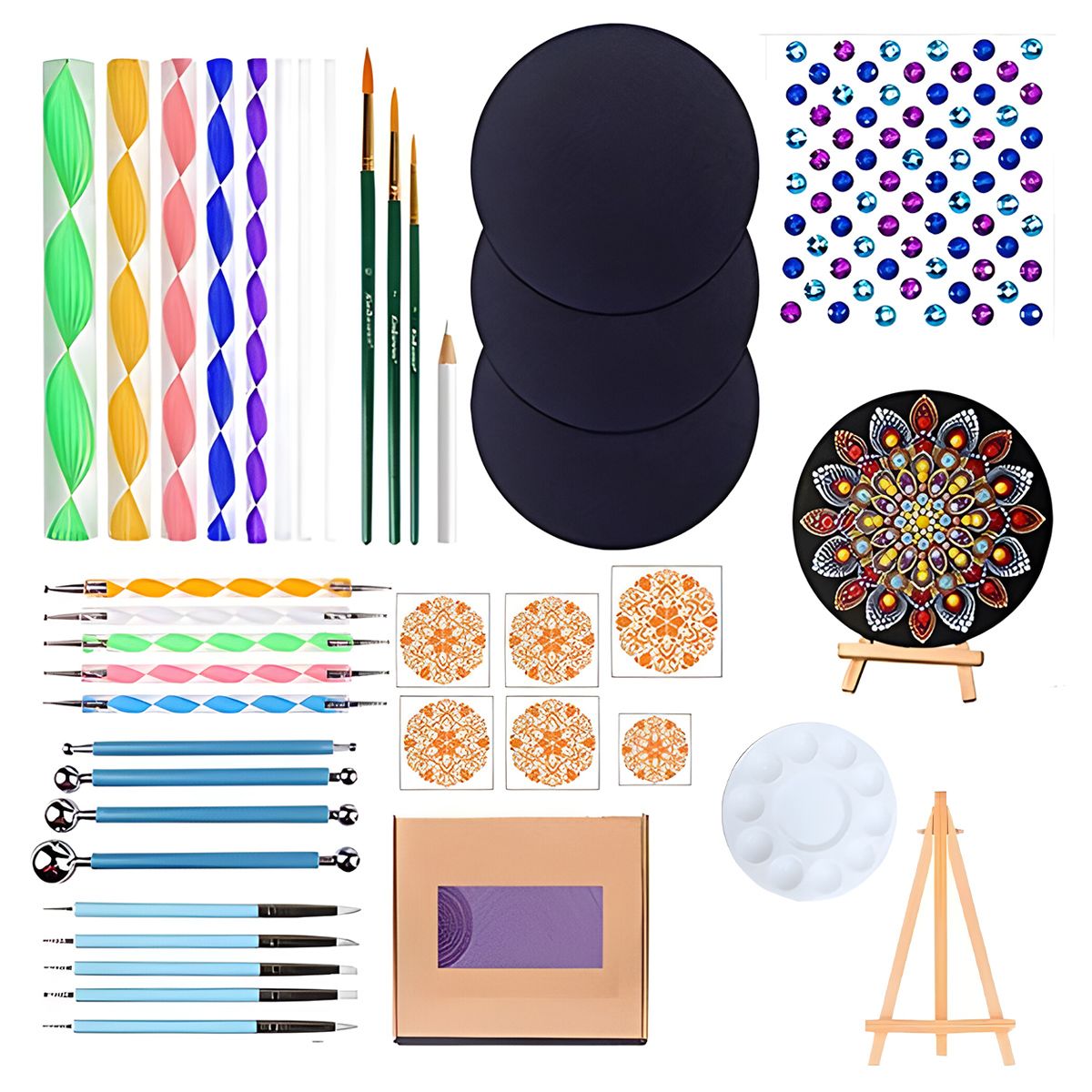 40PCS DIY Crafts Mandala Dotting Stencil Paint Tool Set Creative Draw ...