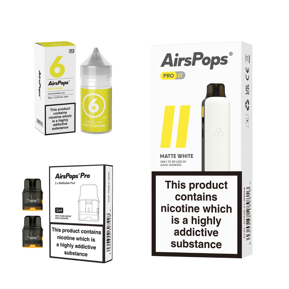 AirScream AirsPops PRO II, Pro Refillable Pod & 30ml Zesty Lemon E ...