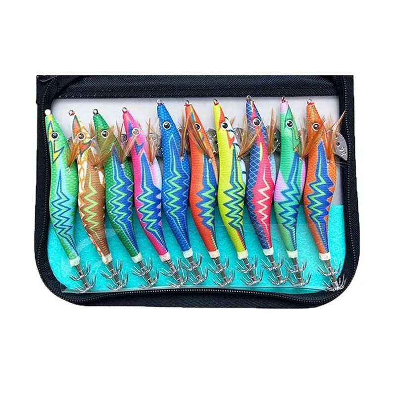 Shining Wooden Shrimp Bait Squid Lure Fake Fish Baits Fishing Supplies ...