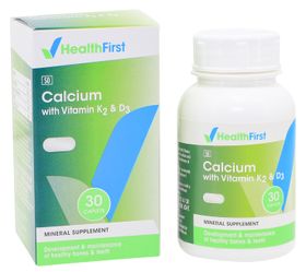 Health First Calcium with Vitamin K2 & D3 Mineral Supplement - 30 ...