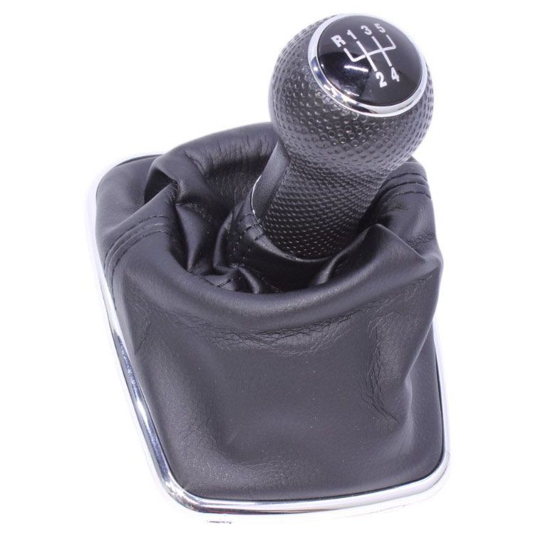 Gear Knob & Boot Set Compatible with VW Golf Mk5/6 Black with Chrome ...