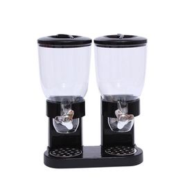 Double Dry Food Dispenser Cereal Container Storage Set (Black) | Shop ...