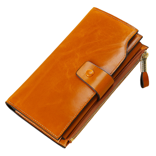 X-HOME Ladies Purse Polished Genuine Leather RFID Protect 20 Card Slots ...