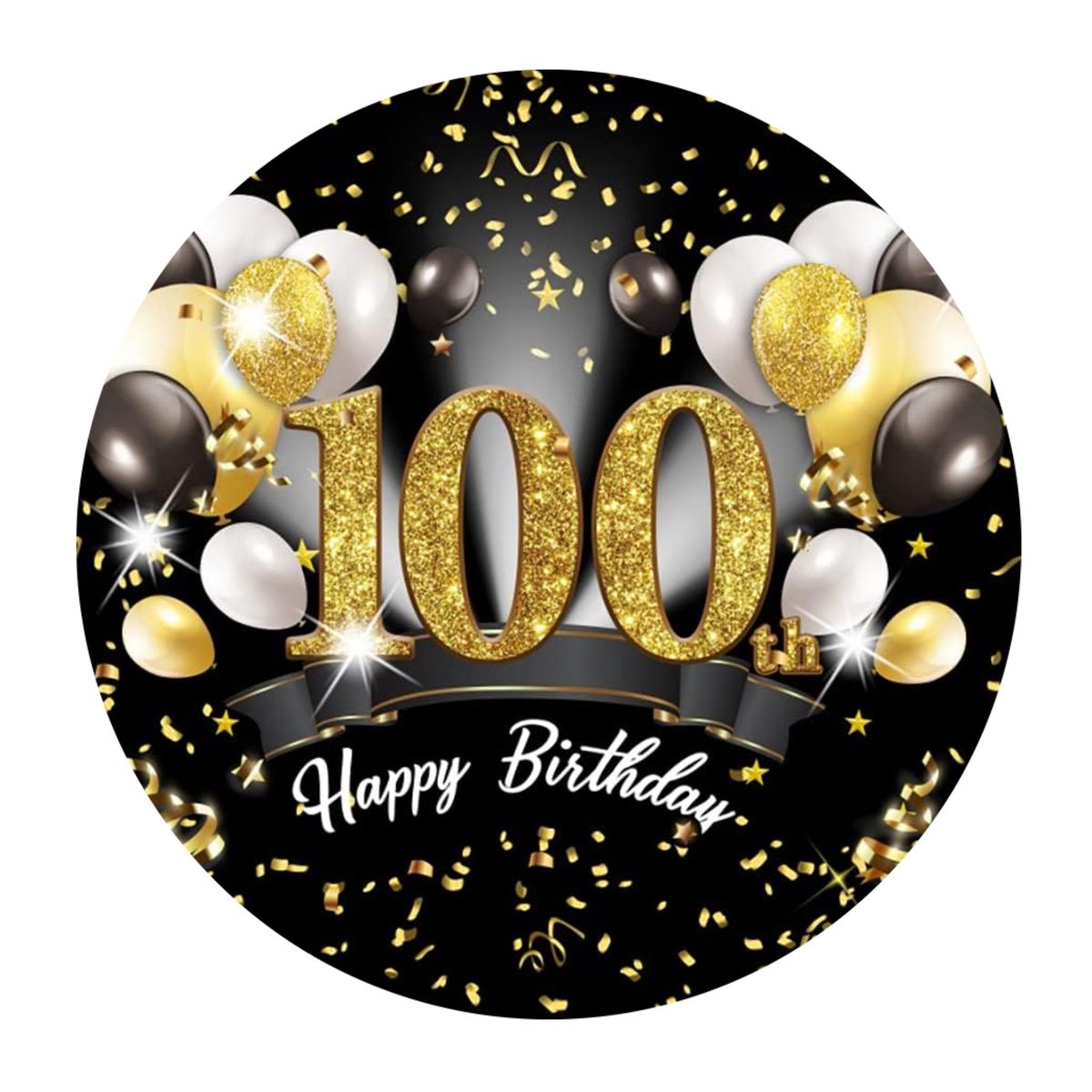 Happy 100th Birthday Balloons Round Wooden Vinyl Signage - 40cm | Shop ...
