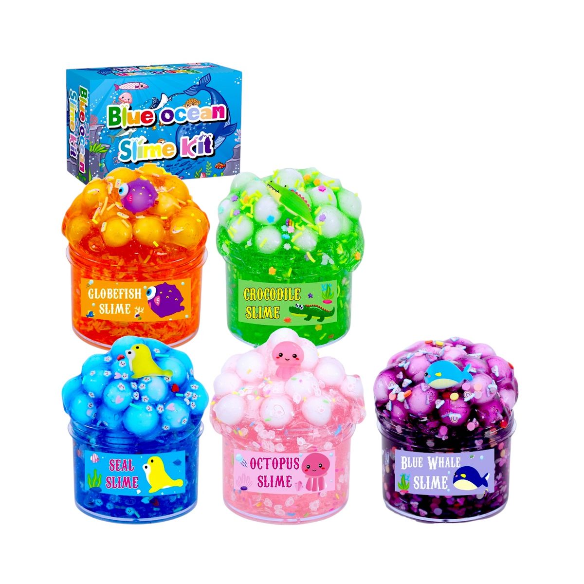 Blue Ocean Clear and Crunch Slime Kit - 5 Containers with Ocean ...