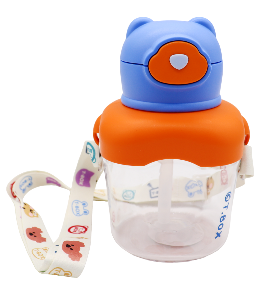 680ml Bear Shaped Water Bottle with Built-In Straw and Carry Strap ...