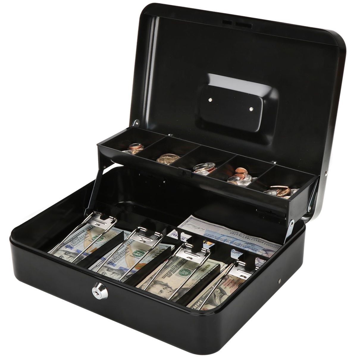 Redisson Large Cash Box with Money Tray and Lock - Secure Petty Cash ...
