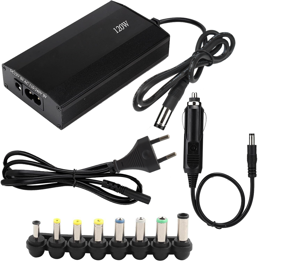 AICOM - 120W Multi-voltage Laptop Power Cable with 8 Universal Adapters ...