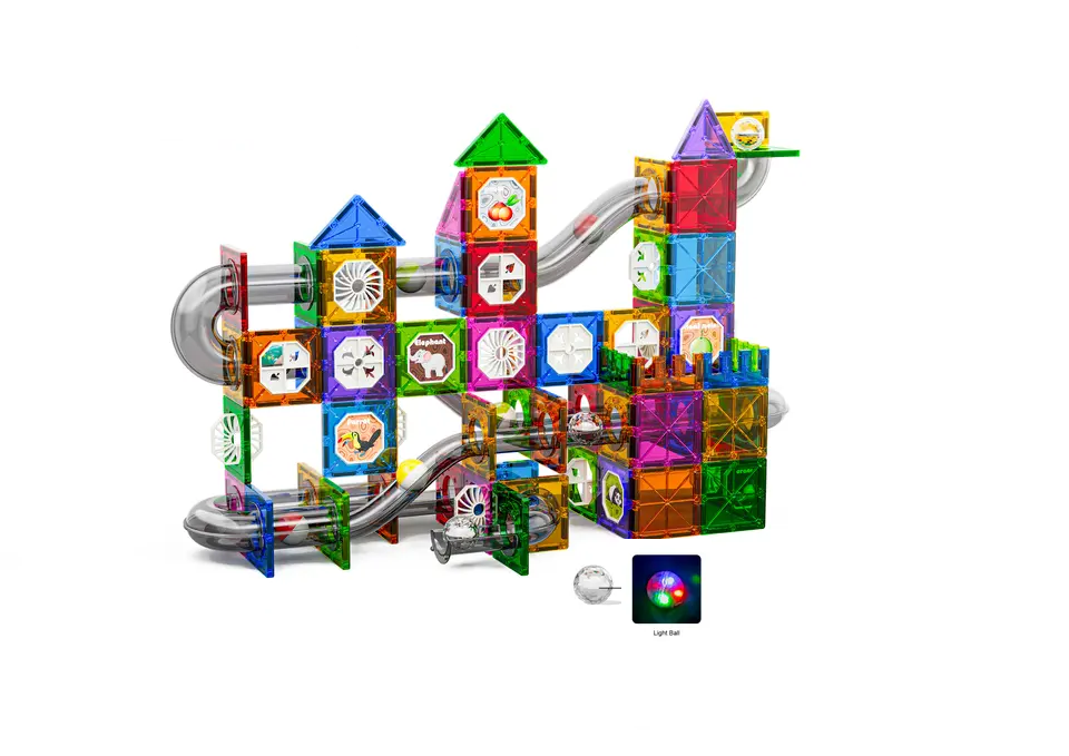 HEMCO Light Ball Magnetic Tiles Blocks Construction Pipe Set 168 Piece ...