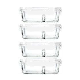 Split Compartment Heat-Resistant Glass Food Containers - 4Pack | Shop ...