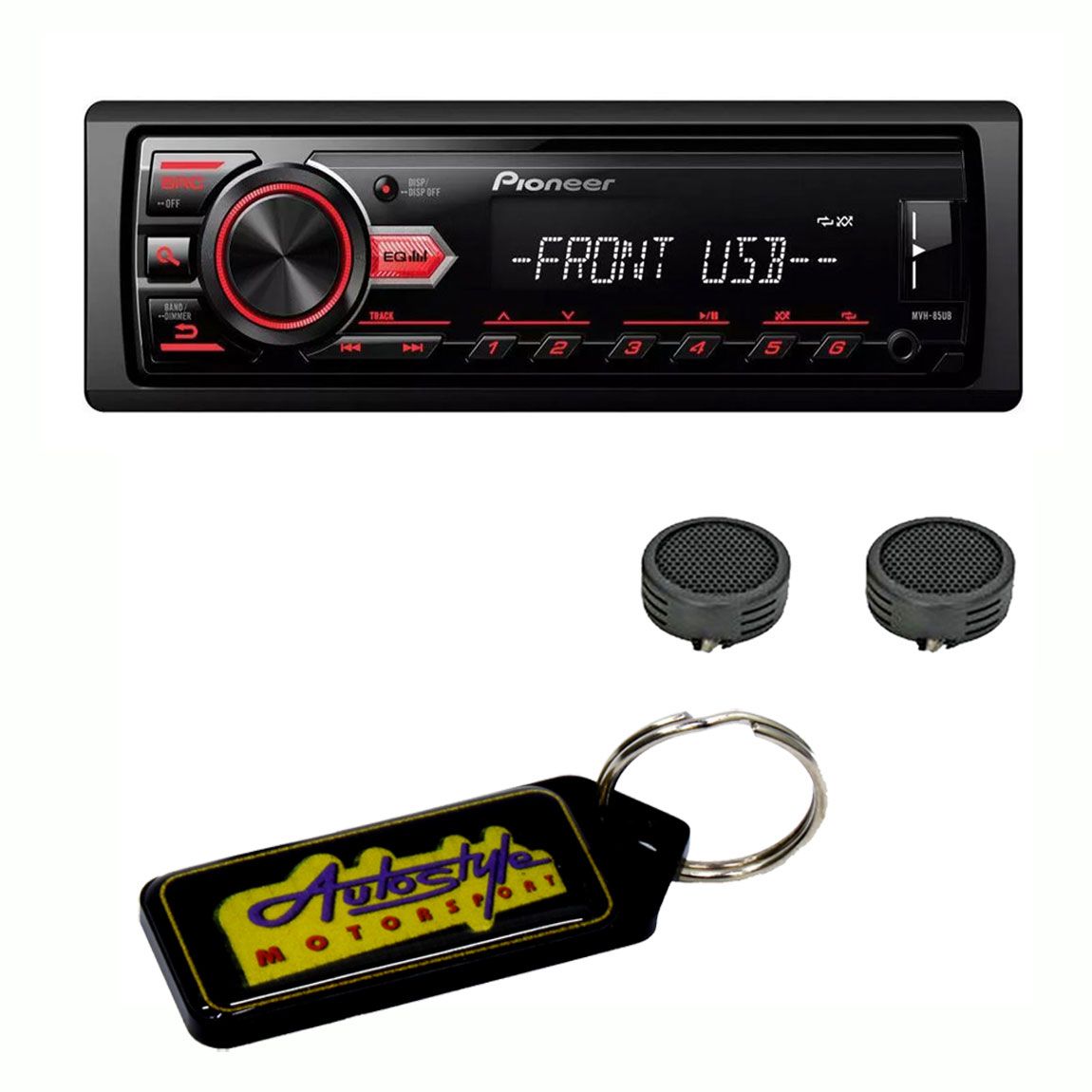 Pioneer MVH-85UB Media Receiver with USB input & Evo Tweeters & Keyring ...