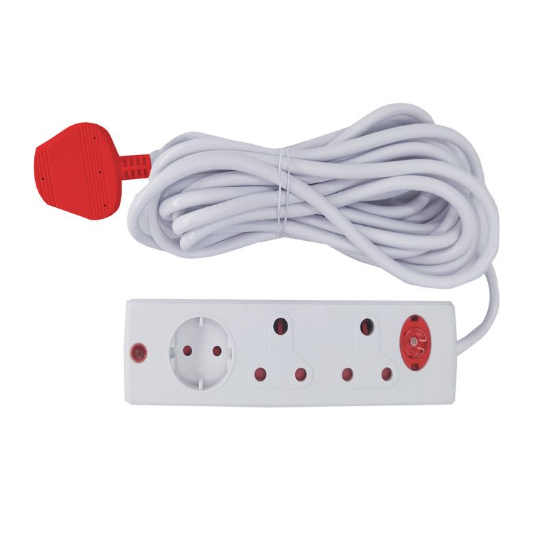 Electricmate 3 Meter 16 AMP Surge Protected Extension LED 2 X 16 AMP ...