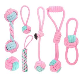 7 Piece Set Dog Bite-resistant Woven Knot Pet Training Cotton Rope Toys ...