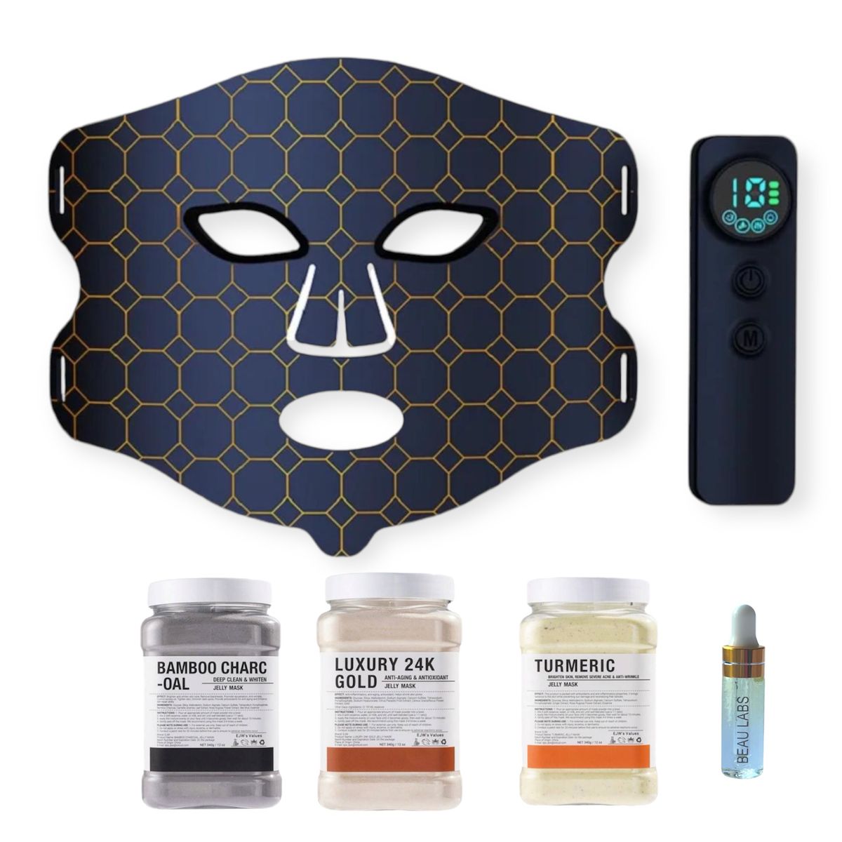 Multi-Spectrum 7-in-1 Professional LED Face Mask + 3 Pack Jelly Masks ...