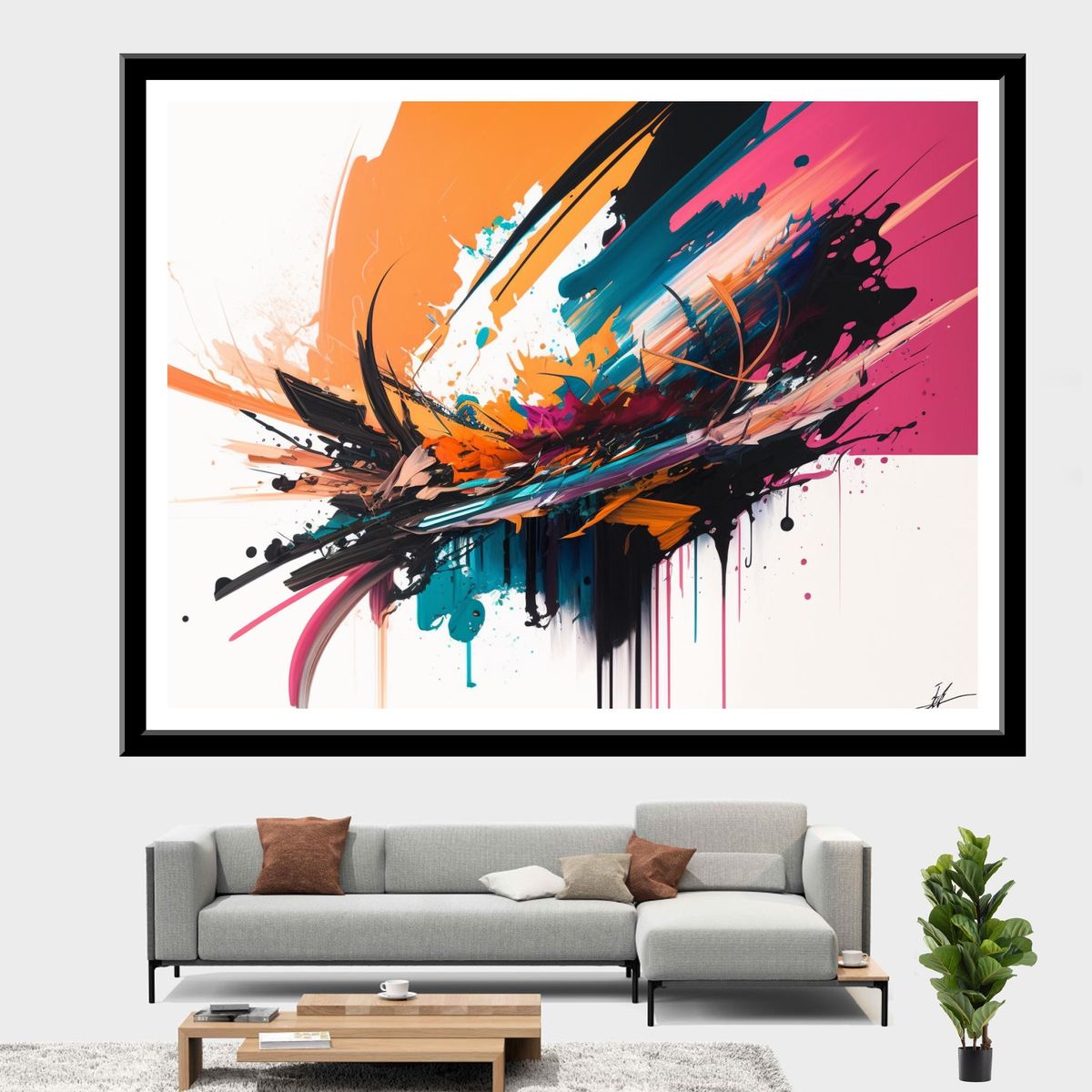 Wall Art Unframed - An Abstract Expressionist Painting That Utilizes B ...