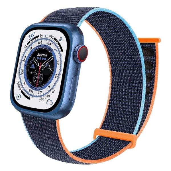 Elastic Knitted Nylon Apple Watch Strap With Velcro Clasp - Blue | Shop ...