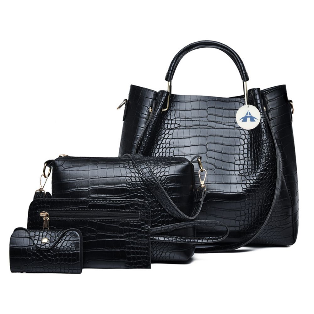 Alanes Women's 4 Pieces/Set PU Handbag Crossbody Wallet Card Holder ...