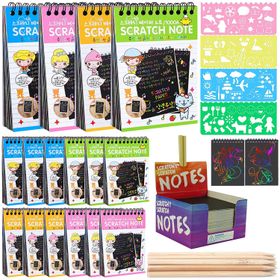 17 Pack Rainbow Scratch Art Paper Books Set With Stencils & Wooden ...