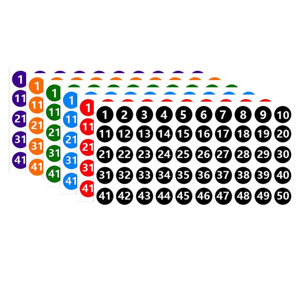 Craft Multifunctional Number 1-50 Labelling Sticker Sheet Set of 6 ...
