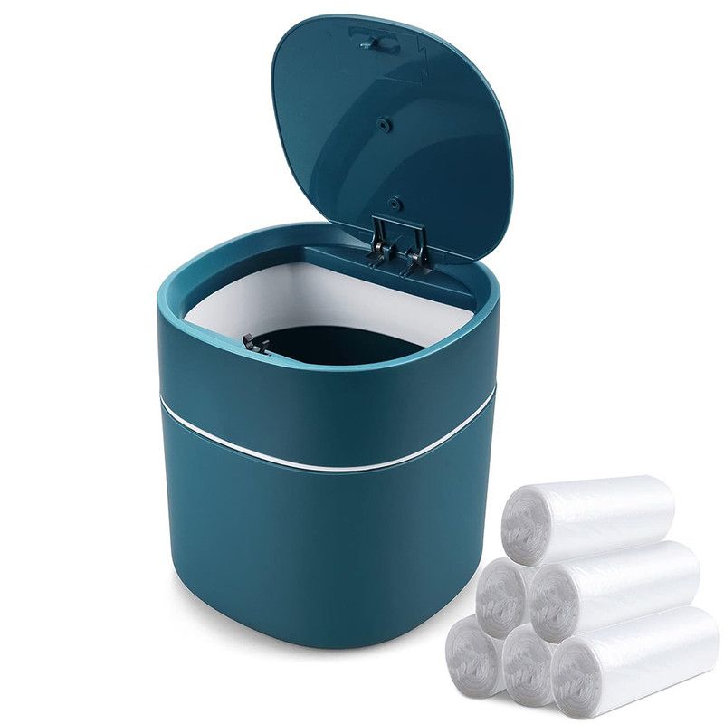 Trash Bin, Plastic, For Office, Bedroom, Room, with 6 Garbage Bag Set ...