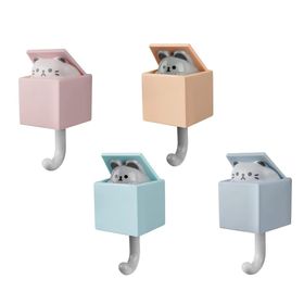 4 Piece Adhesive Wall Hanging - Key Holder for Hanging Keys, Bags, Hats ...