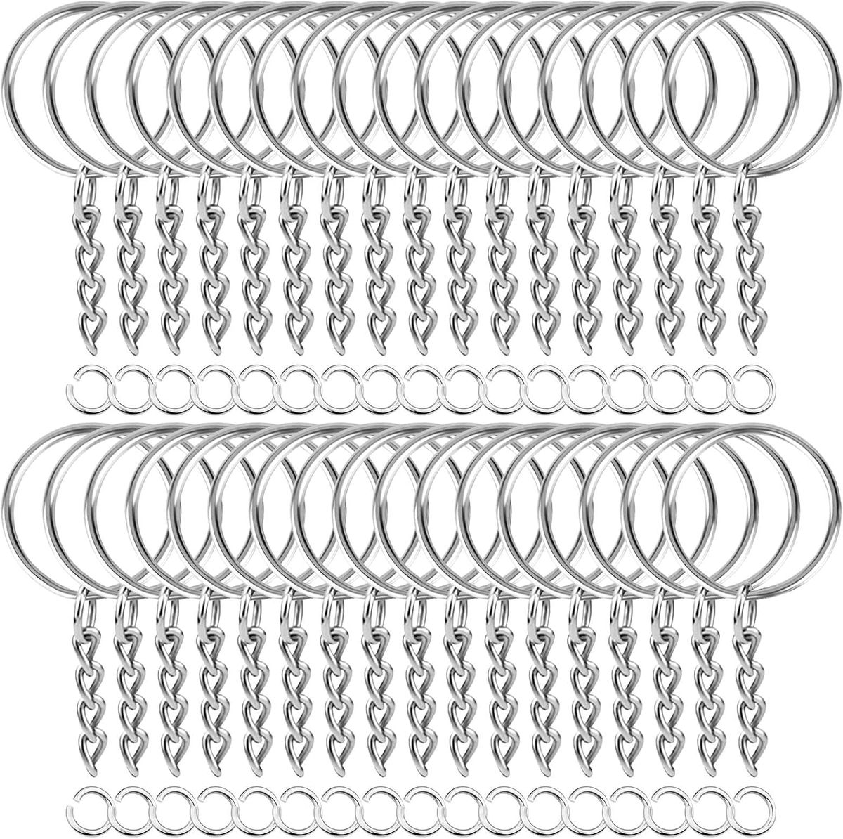 100Pcs Split Key Chain Rings with Chain and Jump Rings Bulk for Crafts ...