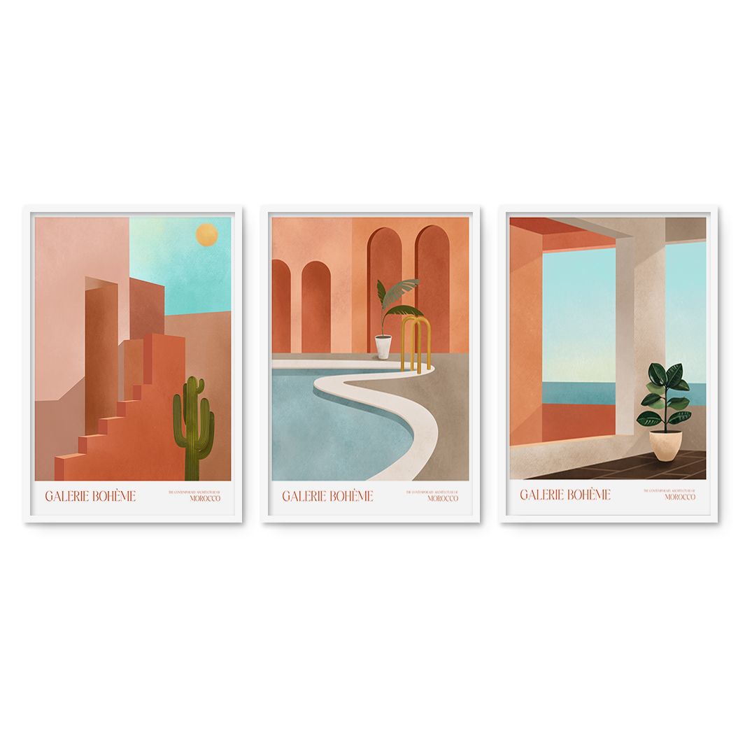 Cape Art Framed Canvas 3 Piece 40x60cm Moroccan Modernist | Shop Today ...