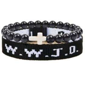 2 Piece WWJD Christian Bracelet and Cross beaded Bracelet | Shop Today ...
