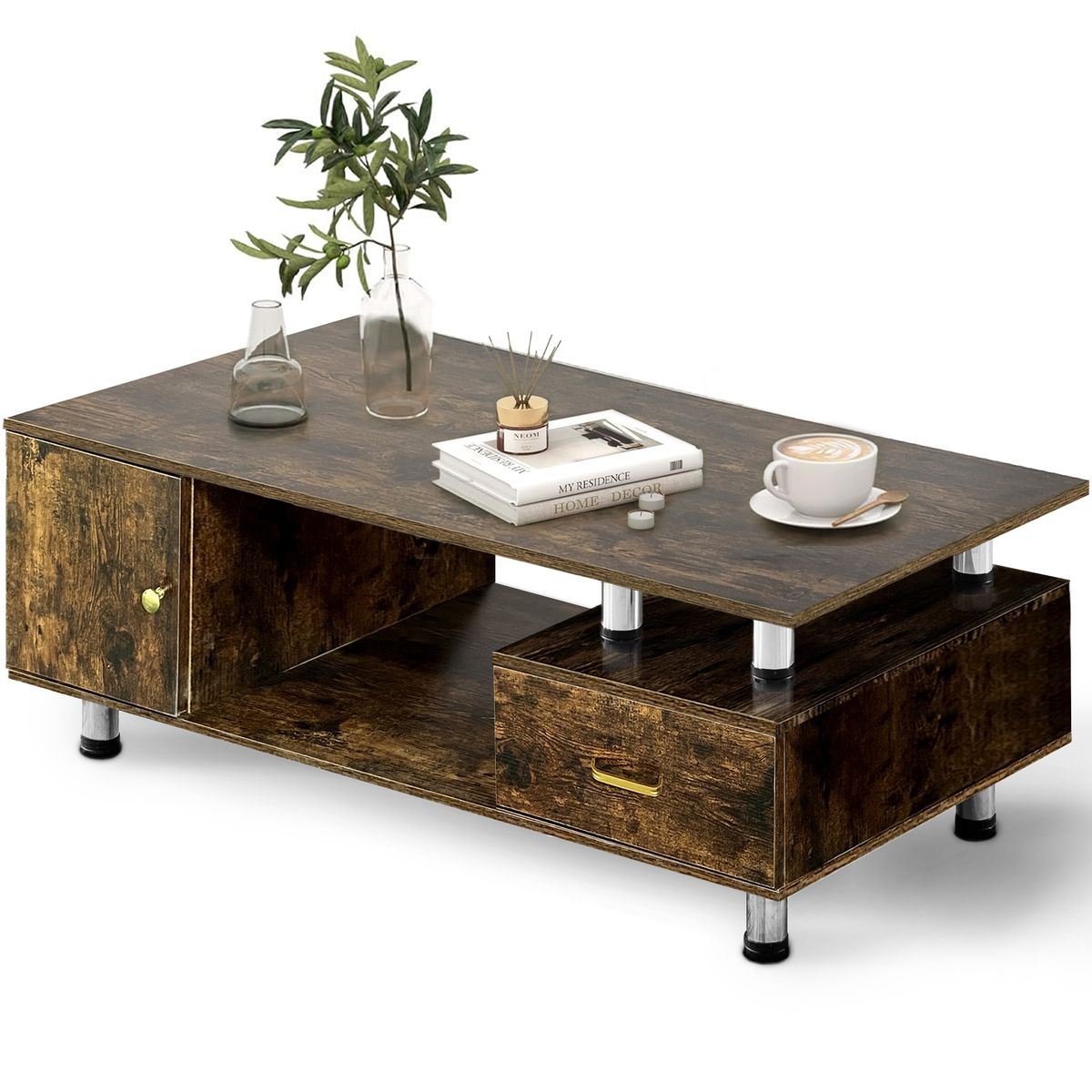 Coffee Table Center Sofa Table with Storage Cabinet Drawer | Shop Today ...