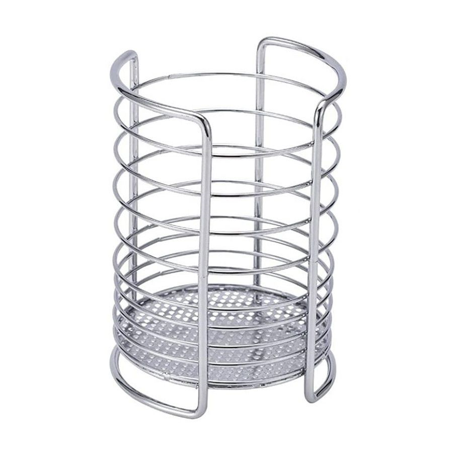 Stainless Steel Round Shape Cutlery Storage Holder - Silver | Buy ...