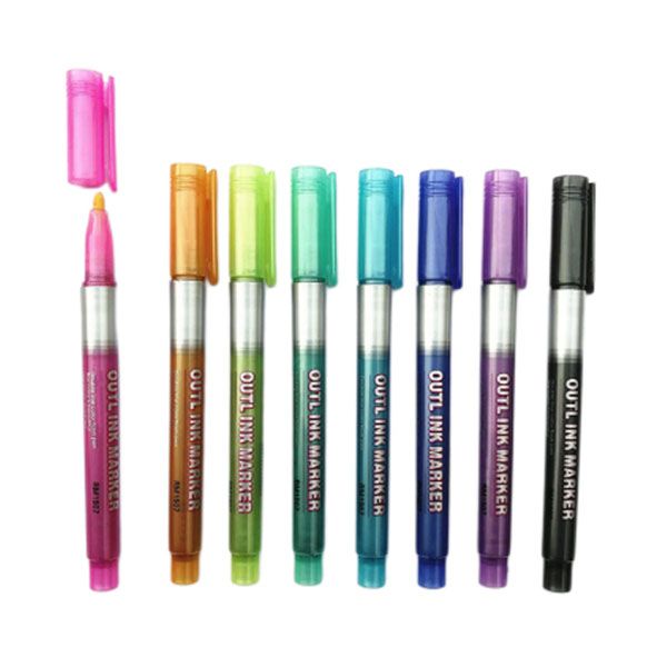 8 Colors Outline Art Markers - Metallic Double Line Art Drawing Pens ...