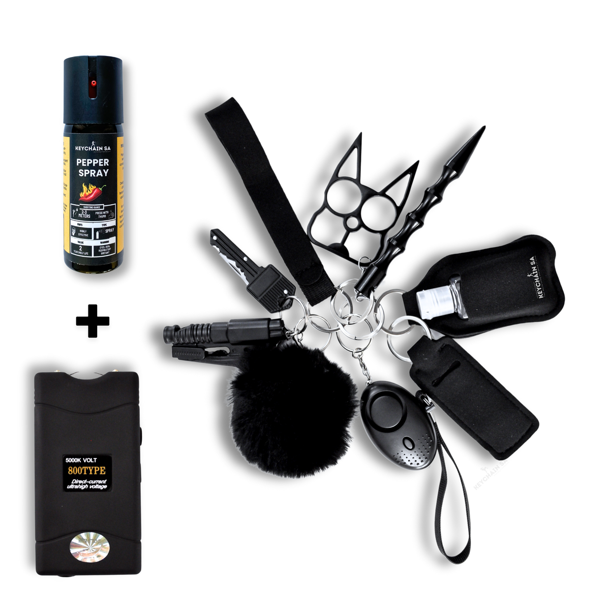 Ladies Self Defence Keychain Bundle 12pc Full Set with Taser & Pepper ...