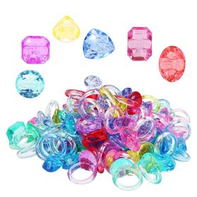 158 Piece Acrylic Gem Rings For Girls & Boys Kids Dress Up Party Favor ...