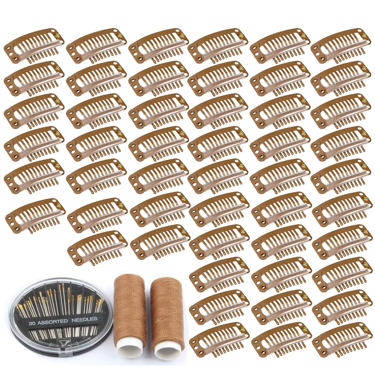 50 Pack Metal Wig Hair Extension Clips With 9 Teeth Steel Clipper ...