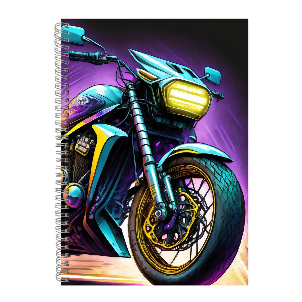 Blue and Yellow A4 Notebook Work Trendy Colorful Bikes Graphic Present ...