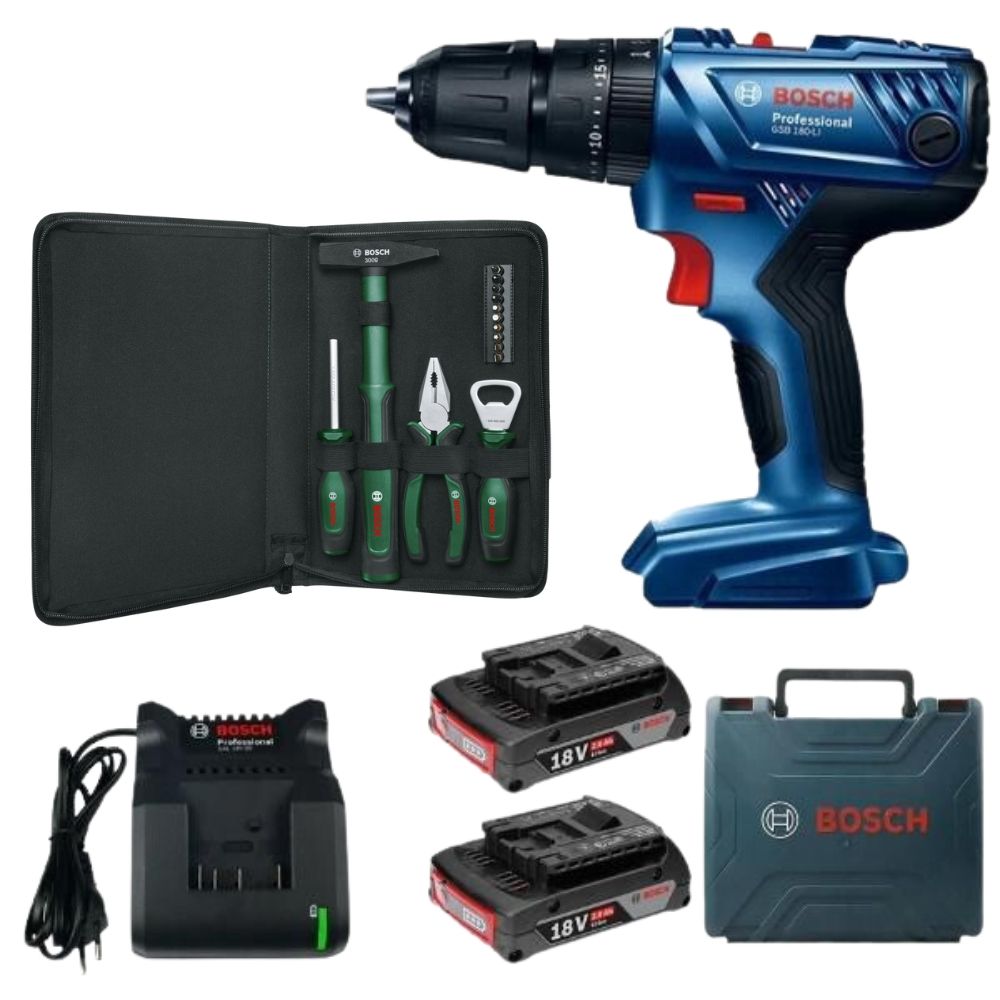 Bosch - GSB 180-LI Cordless Impact Drill with Easy Starter Hand Tool ...