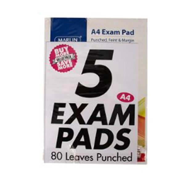 A4 Exam Pad 80 sheets punched 5 Pack | Shop Today. Get it Tomorrow ...