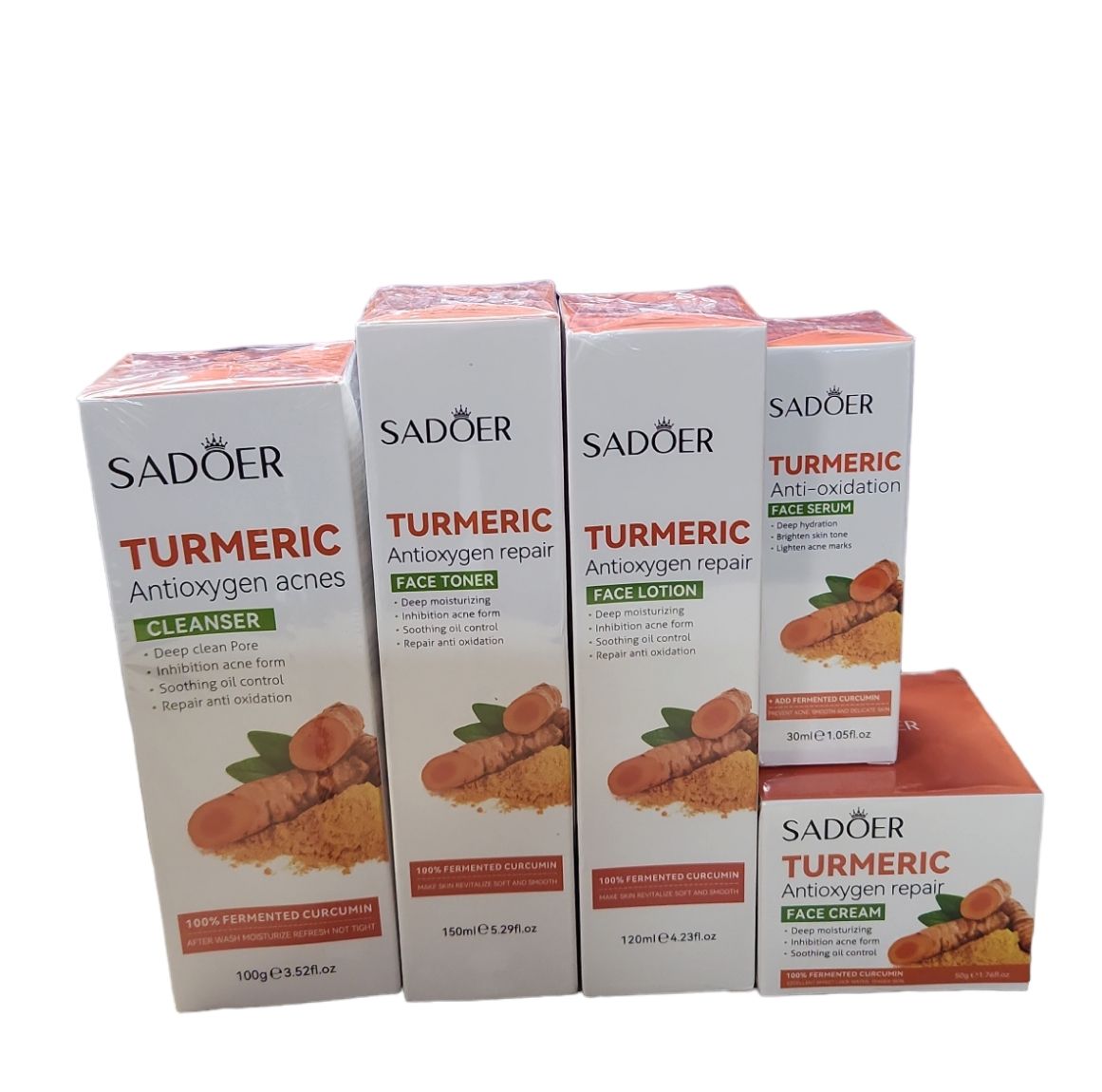 Tumeric Antioxygen Repair Facial Set Cleanser Toner Lotion Serum