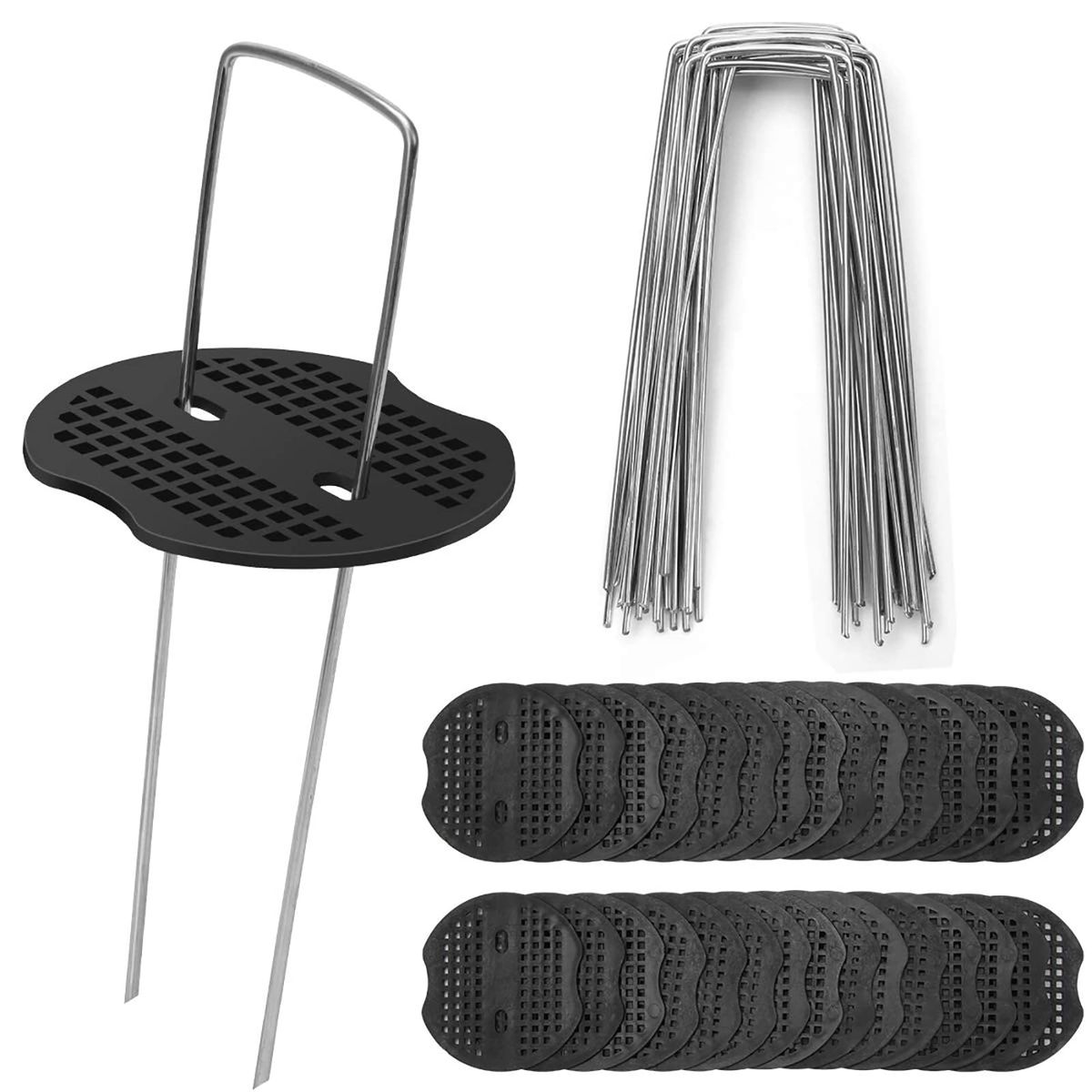 30 Piece 15cm U-Shaped Garden Ground Landscape Steel Pins with Buffer ...