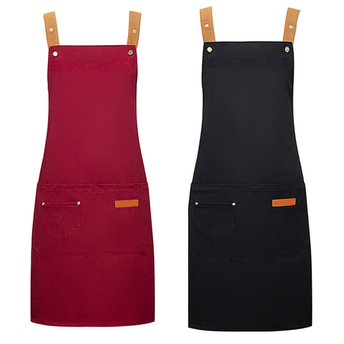 2 Chef Apron Kitchen Adjustable Cross-Back Bib Apron With Pocket for ...