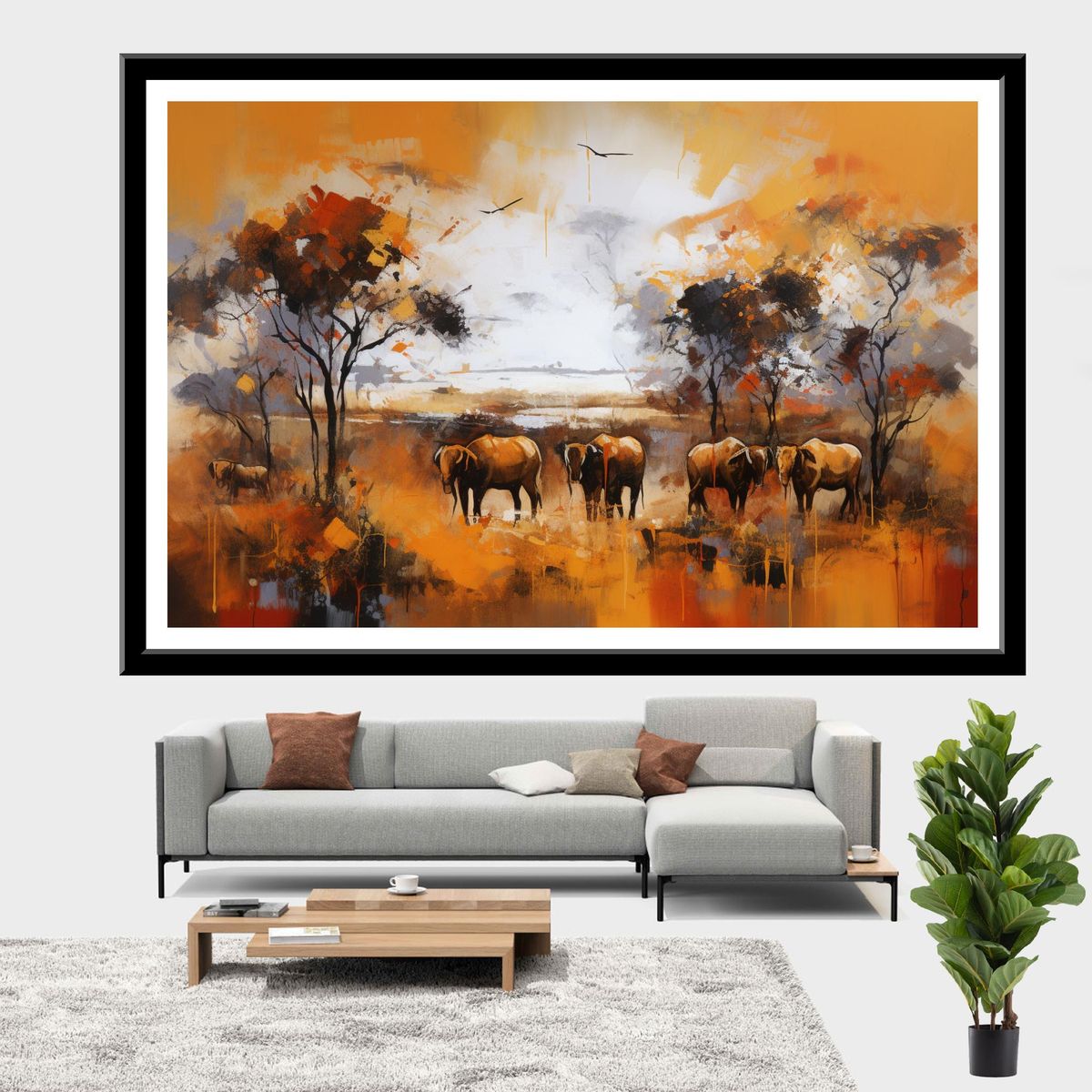 Wall Art Unframed - This Abstract Representation Of Rural African Life ...