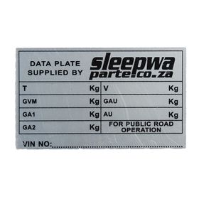Data Plate Blank For Trailers Up To 3.5 Ton GVM | Shop Today. Get it ...