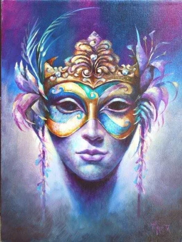 Diamond Painting DIY Kit_ 50cm x 65cm – Elegant face mask Illustration ...