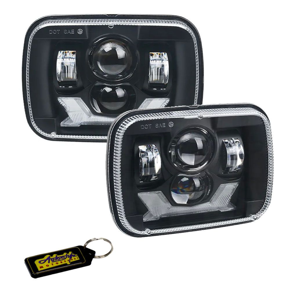 Universal LED Headlight with Arrow Indicator Set - 12v - Black & Key ...