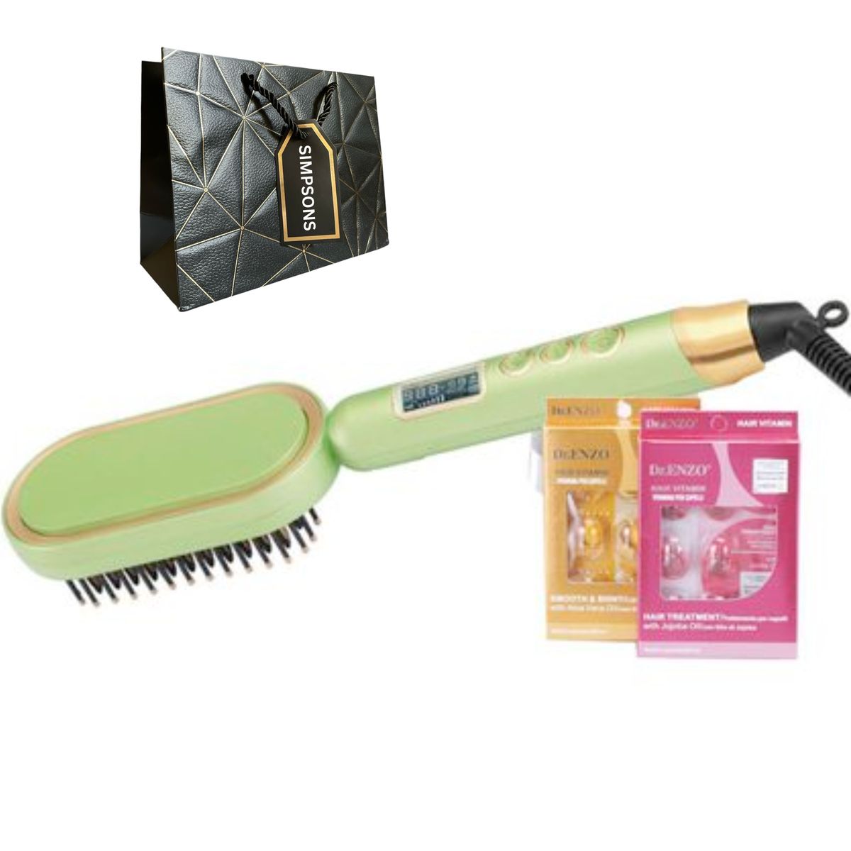 Enzo Heated Straightening Brush/Comb & Luxury Simpsons Bag | Shop Today ...