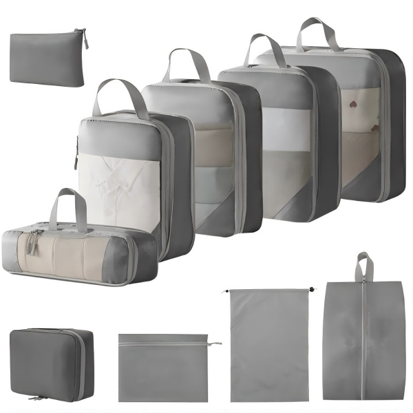 Mesh Luggage Storage Bags, Expandable Travel Packing Cubes, Set of 10 ...