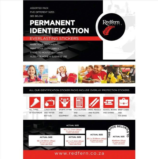 Redfern Permanent ID Sticker Assorted (Pack of 5) | Buy Online in South ...